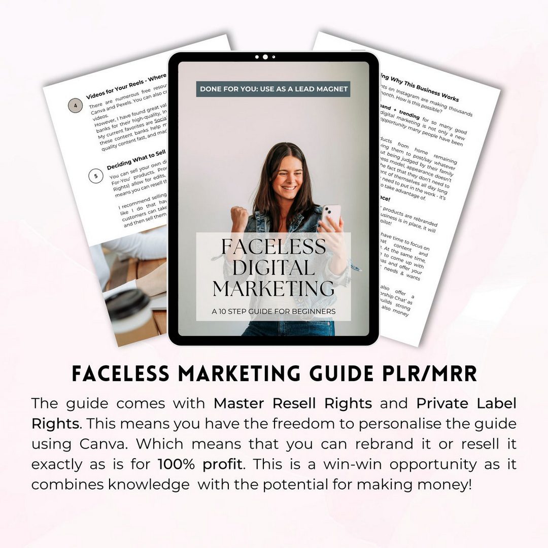 Done for You 10 Step Faceless Marketing Guide with MRR/PLR - Ultimate ...