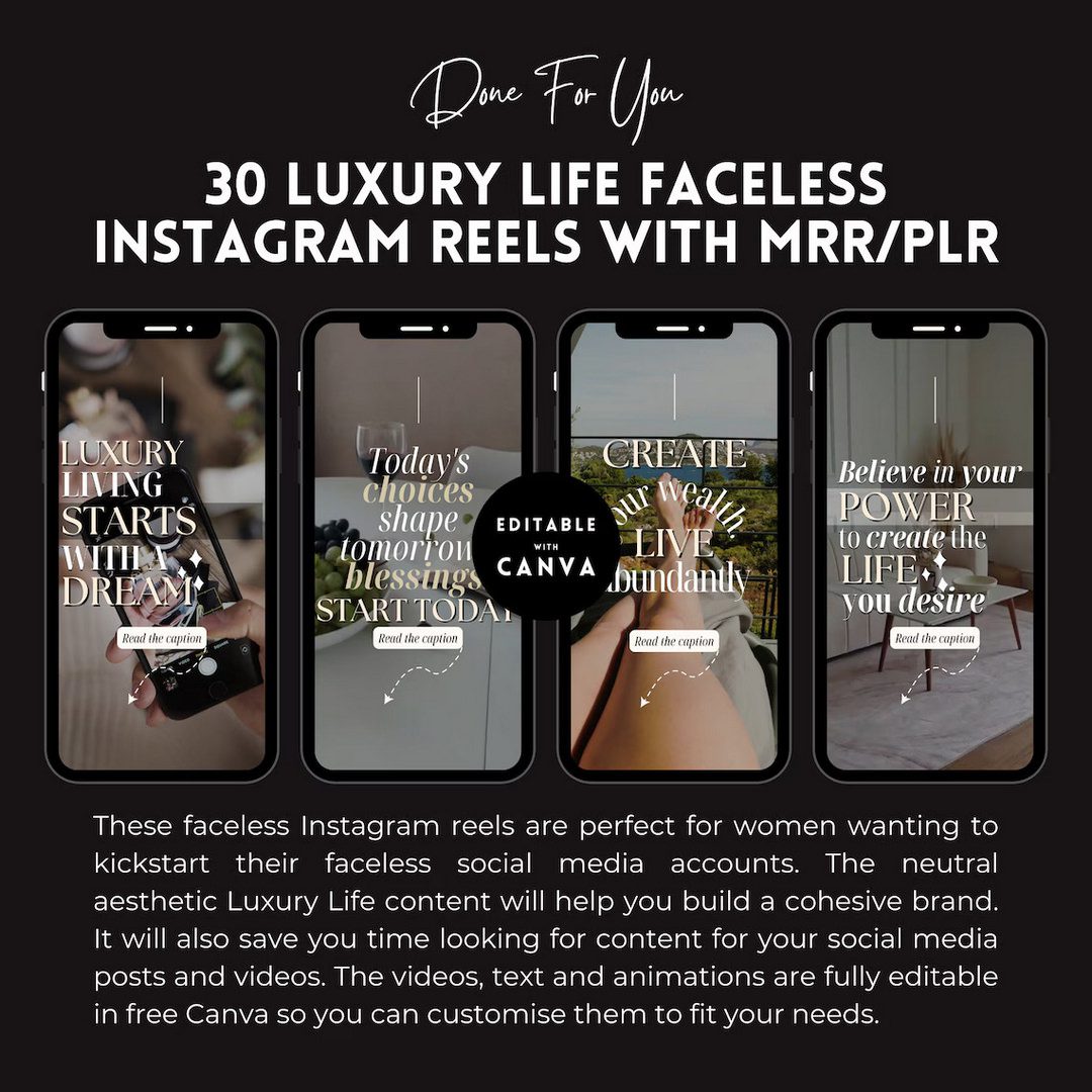 30 Luxury Life Faceless Reels Templates with MRR/PLR - Ultimate ...